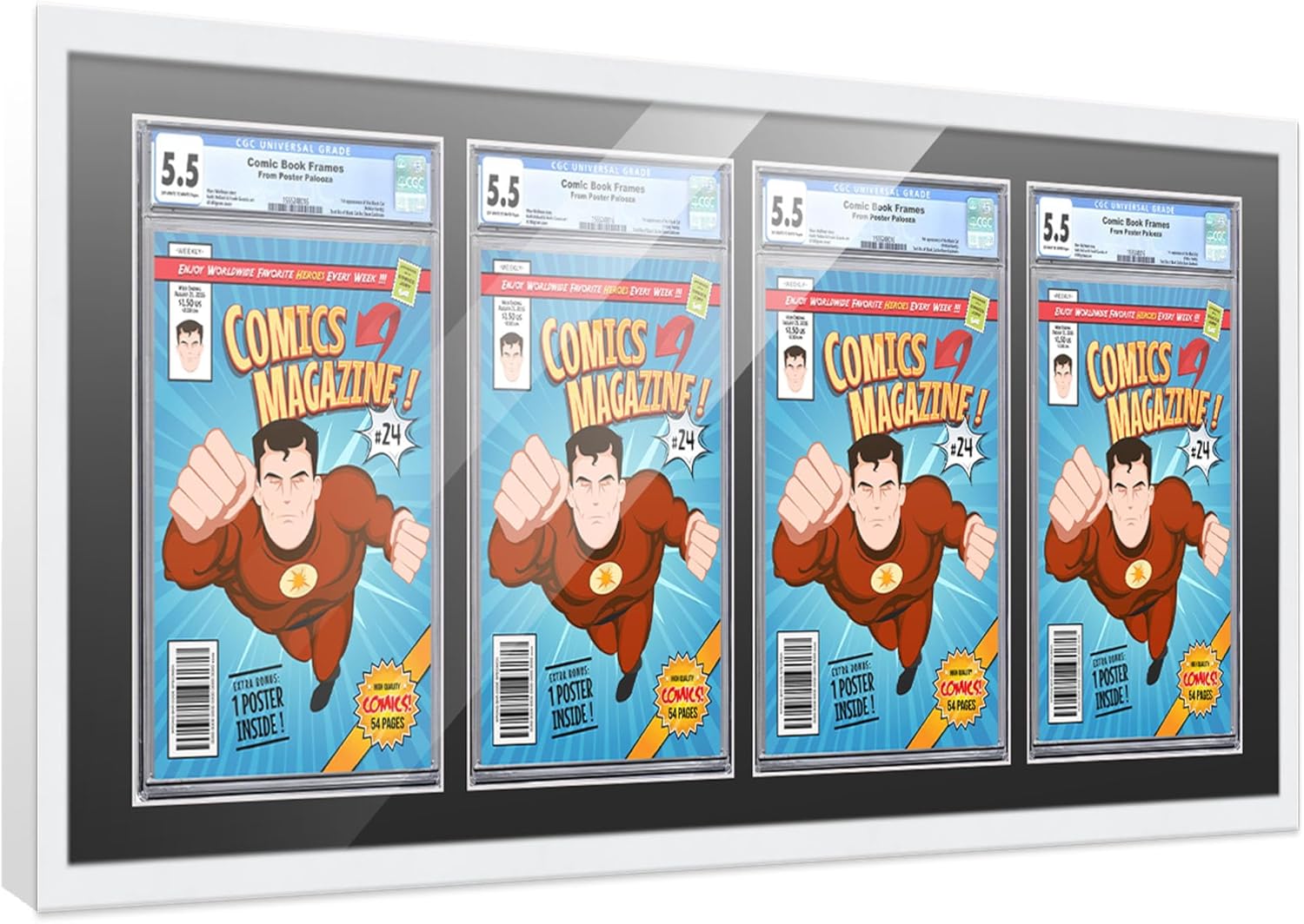 Amazon.com - Comic Book Frame Wall Display with Mat for 4 CGC, CBCS OR ...