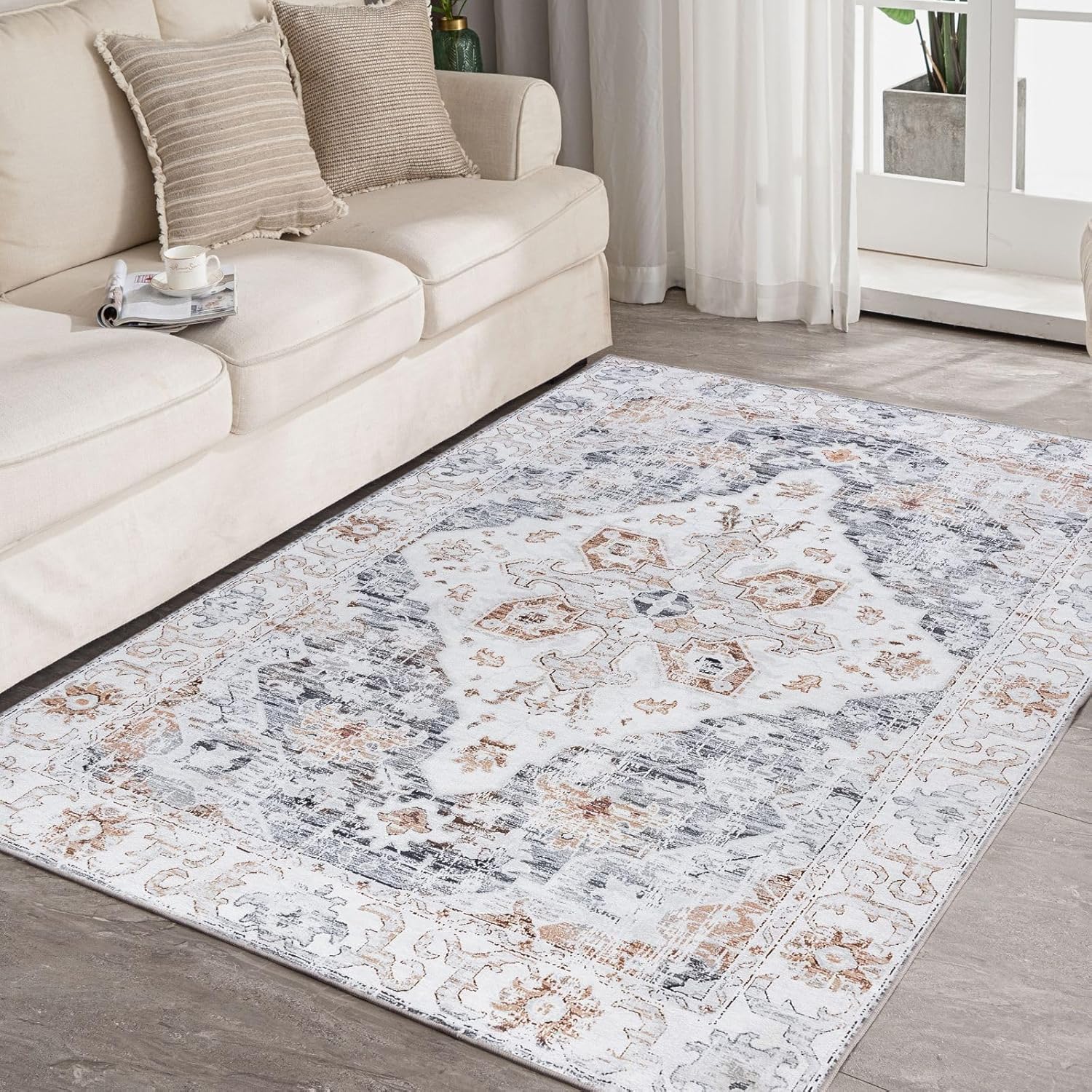 Amazon.com: Syalife Washable Rug Vintage Area Rugs, 6'x 9' Living Room ...