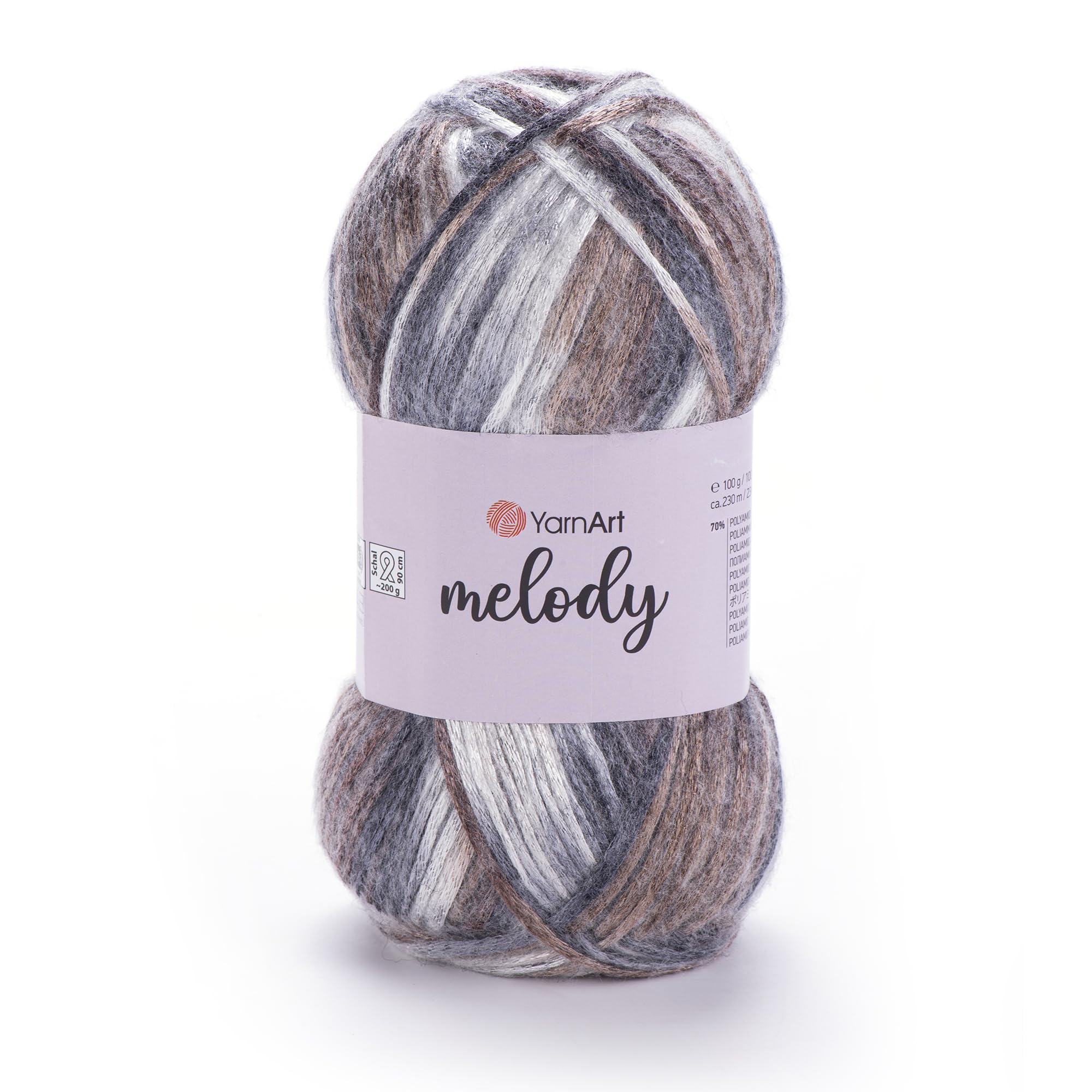 Amazon.com: 1 Ball YarnArt Melody Variegated, Chainette Yarn, Shiny ...