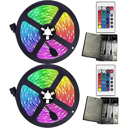 Tira de luces LED alimentadas por pilas, paquete de 2 tiras de luces ...