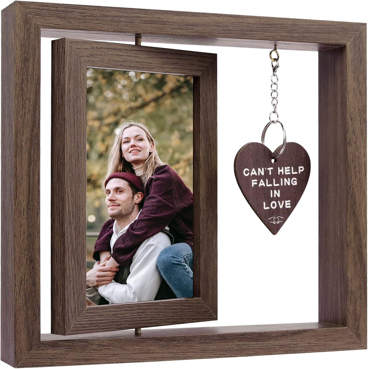 Amazon.com - Flixblany Rotating Couples Frame 4x6in Double-Sided Walnut ...