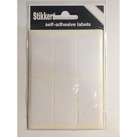 White Self Adhesive Sticky Labels (25mm x 50mm - 42 Stickers) : Amazon ...