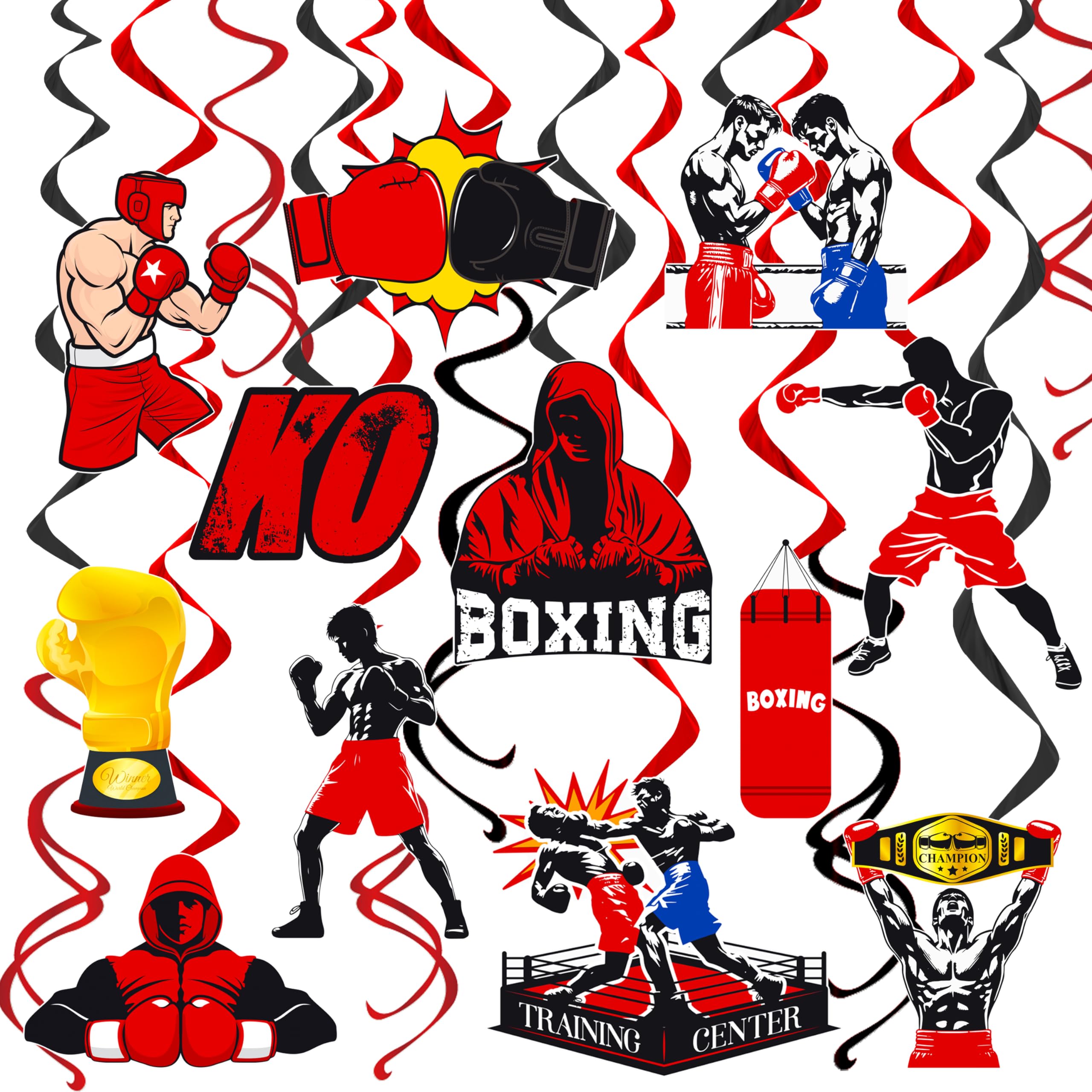 Amazon.com: Boxing Party Hanging Swirls Boxing Birthday Party ...