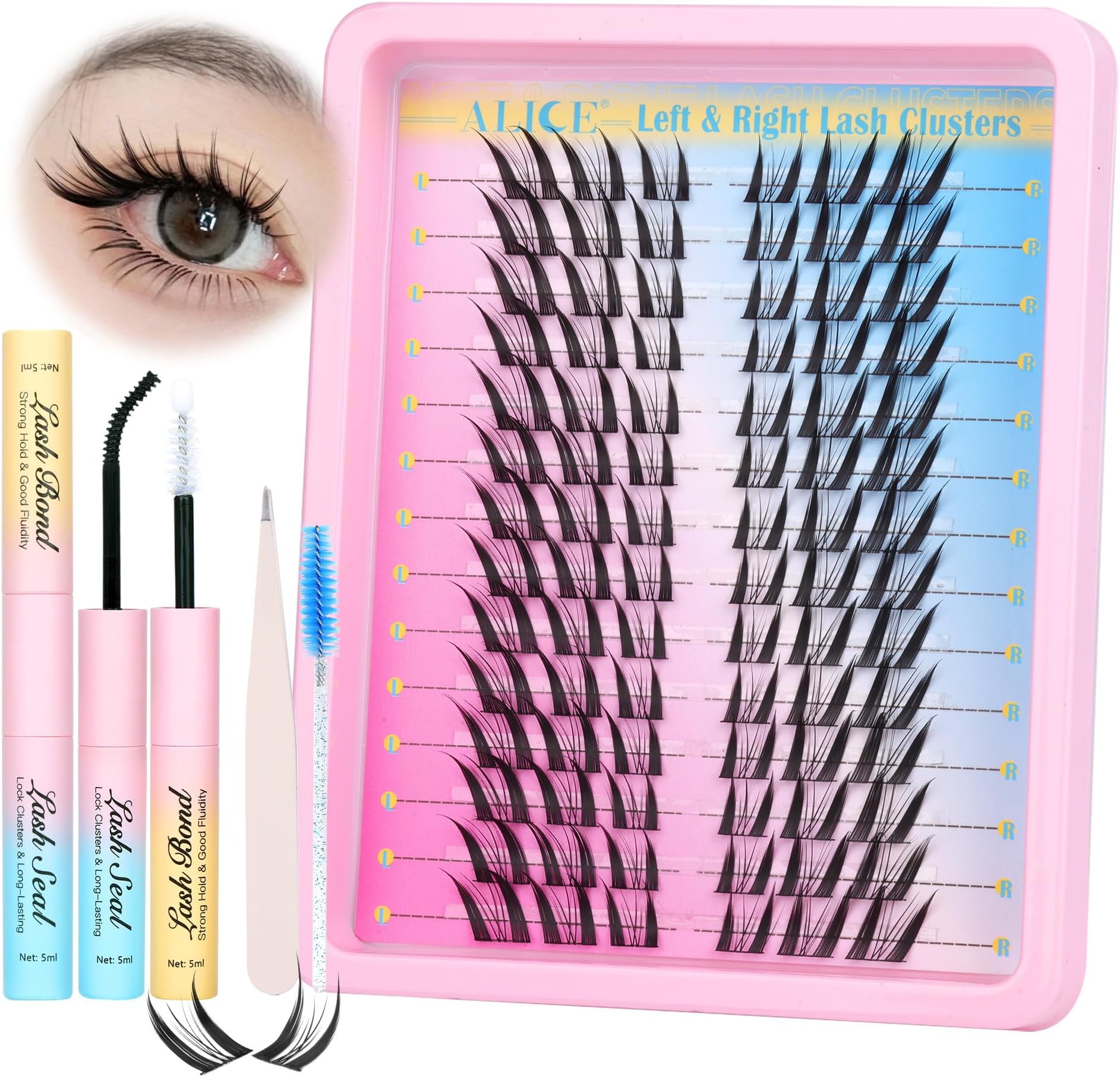 Amazon.com: ALICE Anime Lash Cluster Kit Natural Left & Right DIY Lash ...