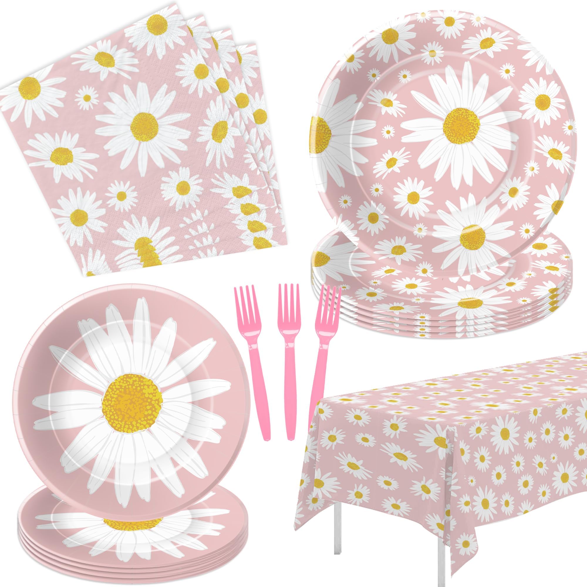 Amazon.com: 168PCS Daisy Birthday Party Tableware Set - Include Paper ...