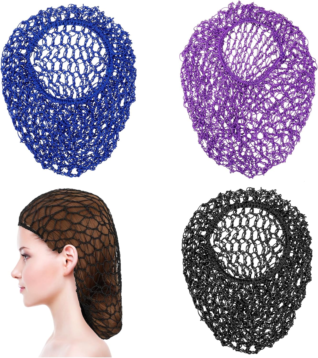 Amazon.com: 3 Pcs Mesh Hair Net Rayon Knit Snood Hat Women Hair Weave ...