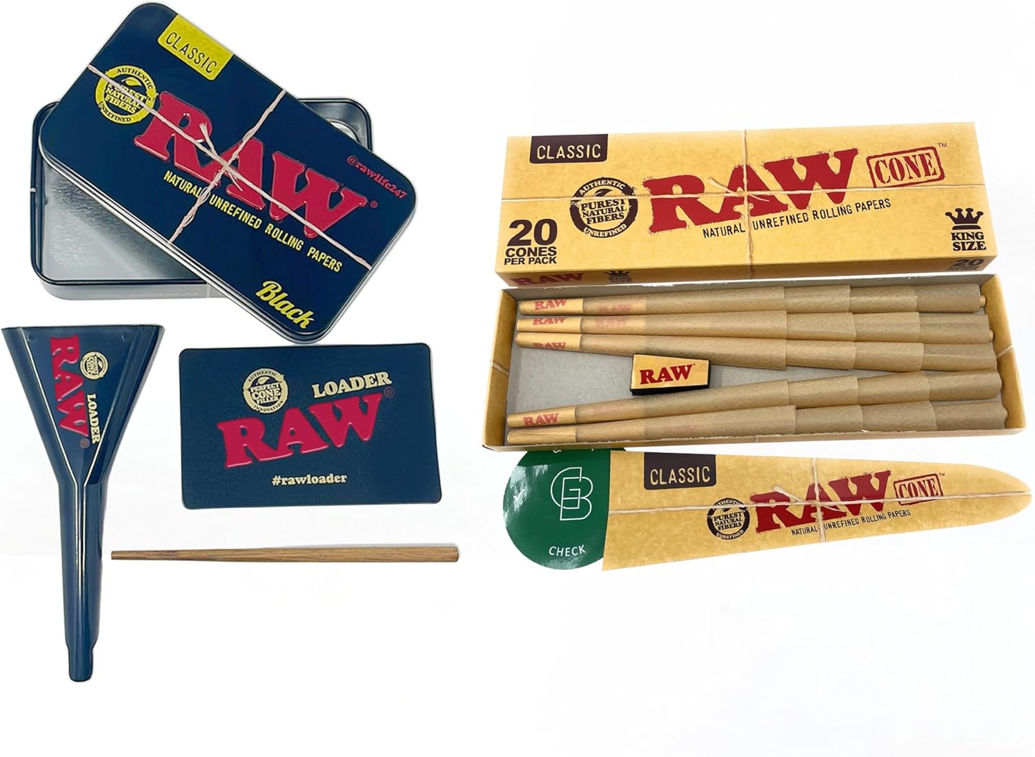 Amazon.com: RAW Cones King Size 20 Pack & Universal Cone Loader ...