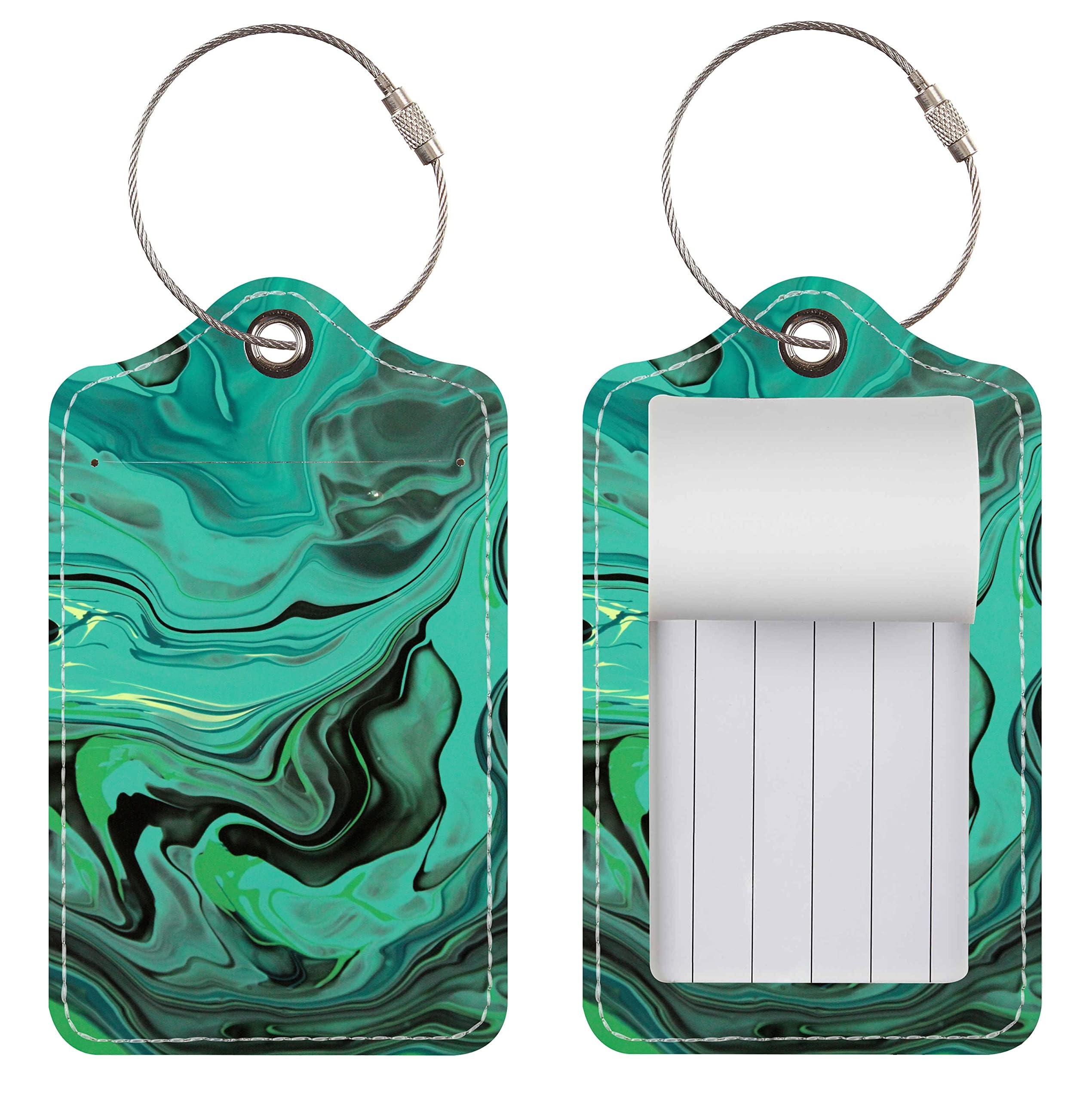 Snapklik.com : Luggage Tags For Suitcases, 2 Pack Cute PU Leather ...