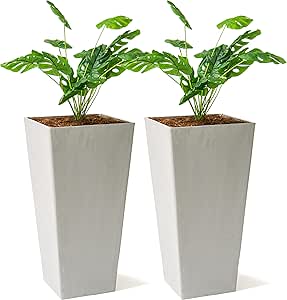 Amazon.com: XBrand Modern 30-Inch Tall Square Planter, Tapered, Perfect ...