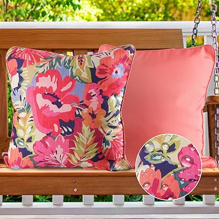 Amazon.com: Pyonic Outdoor Pillows Cover Pack of 2 Floral Waterproof ...