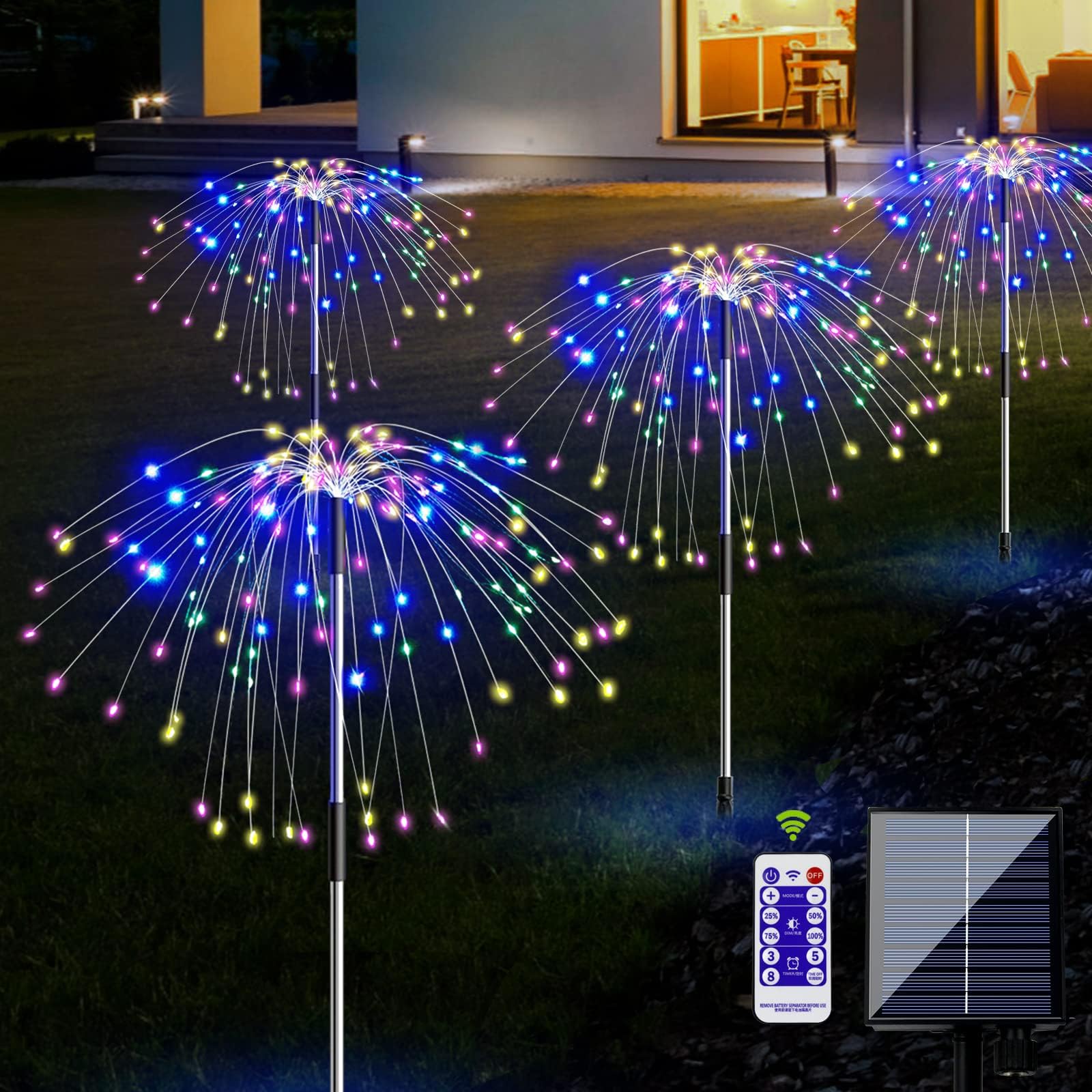 Aourow LED Solarleuchten Feuerwerk für Außen,8er Gartenleuchten Draußen ...