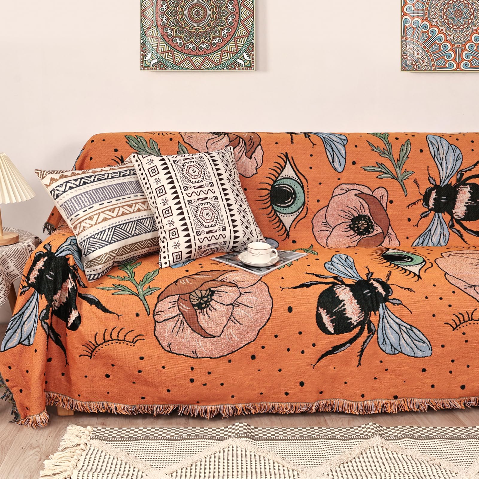 Amazon.com: Shesyuki Boho Throw Blanket for Bed Couch Sofa Reversible ...