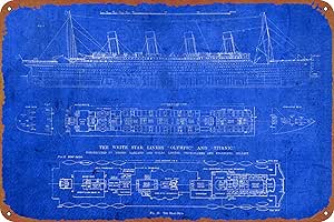 Amazon.com : Vintage Titanic Blueprints Retro Poster Tin Metal Sign ...