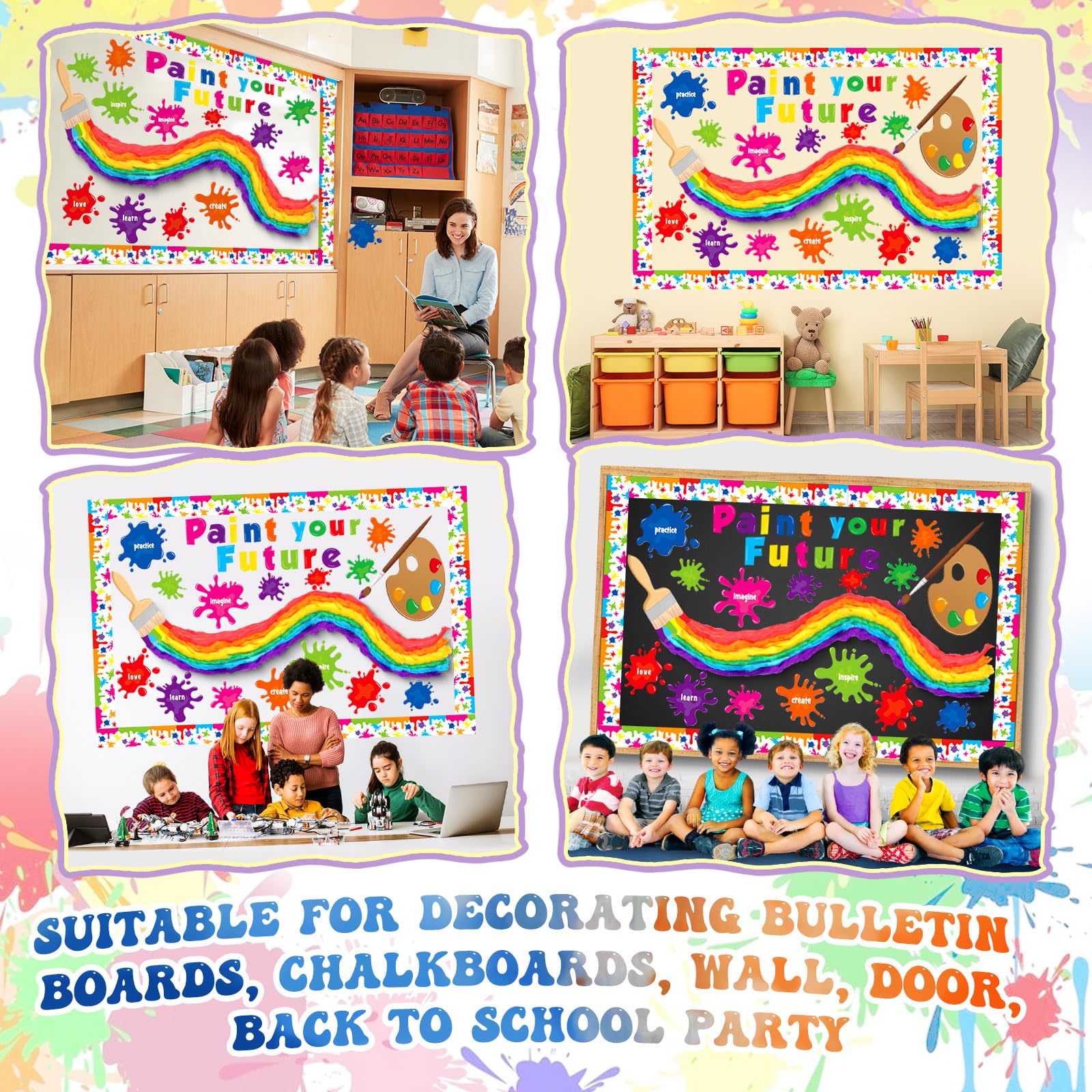 Snapklik.com : 62 Pcs Paint Splatter Wall Decor Art Paint Classroom ...