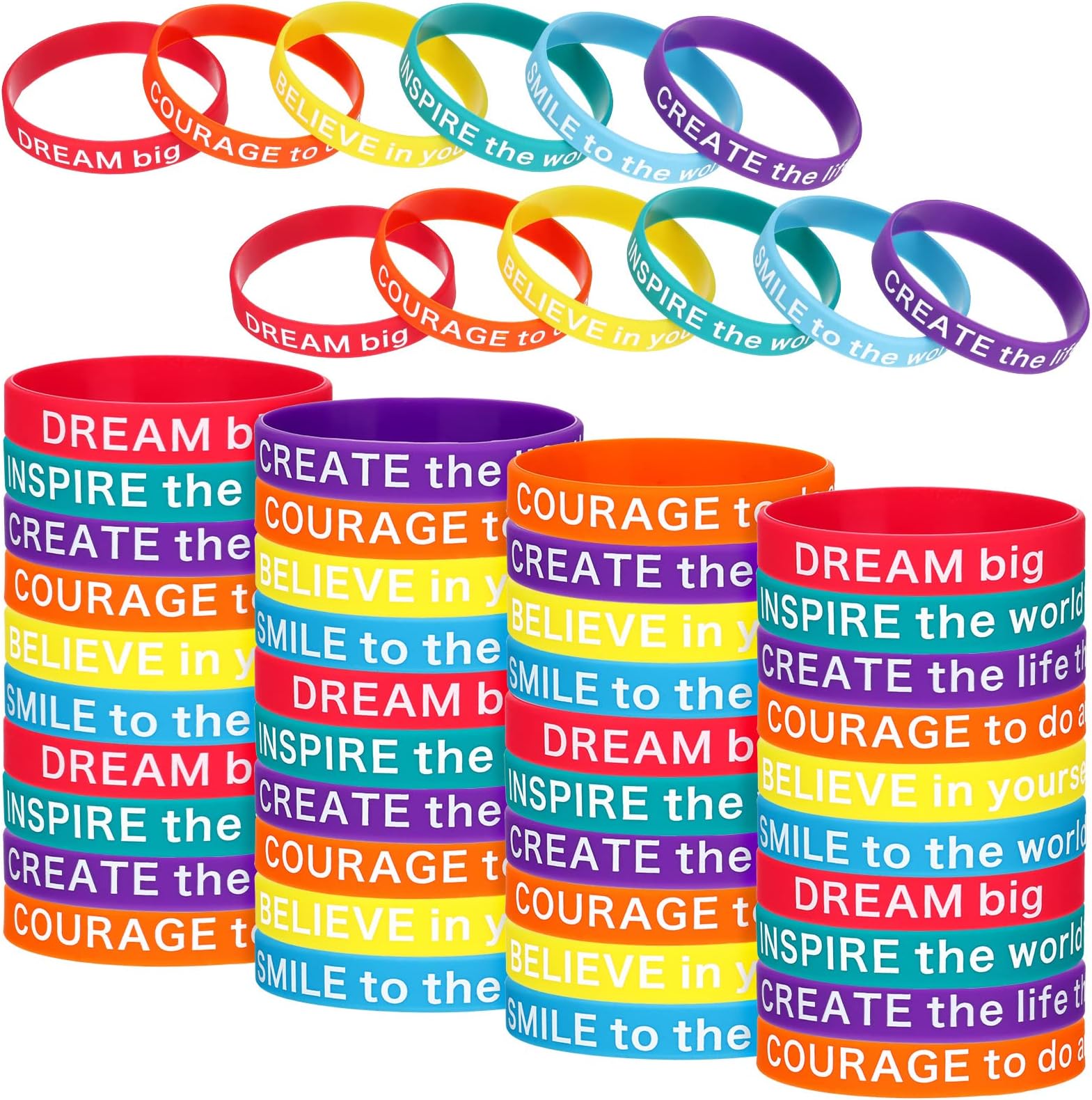 Amazon.com: IDREAMBAND 60 Pieces Motivational Wristbands For Students ...