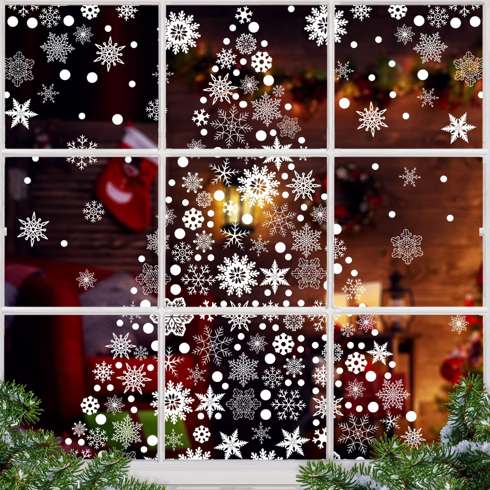 Amazon.com: Aneco 270 Pieces Large Christmas Tree Window Clings White ...