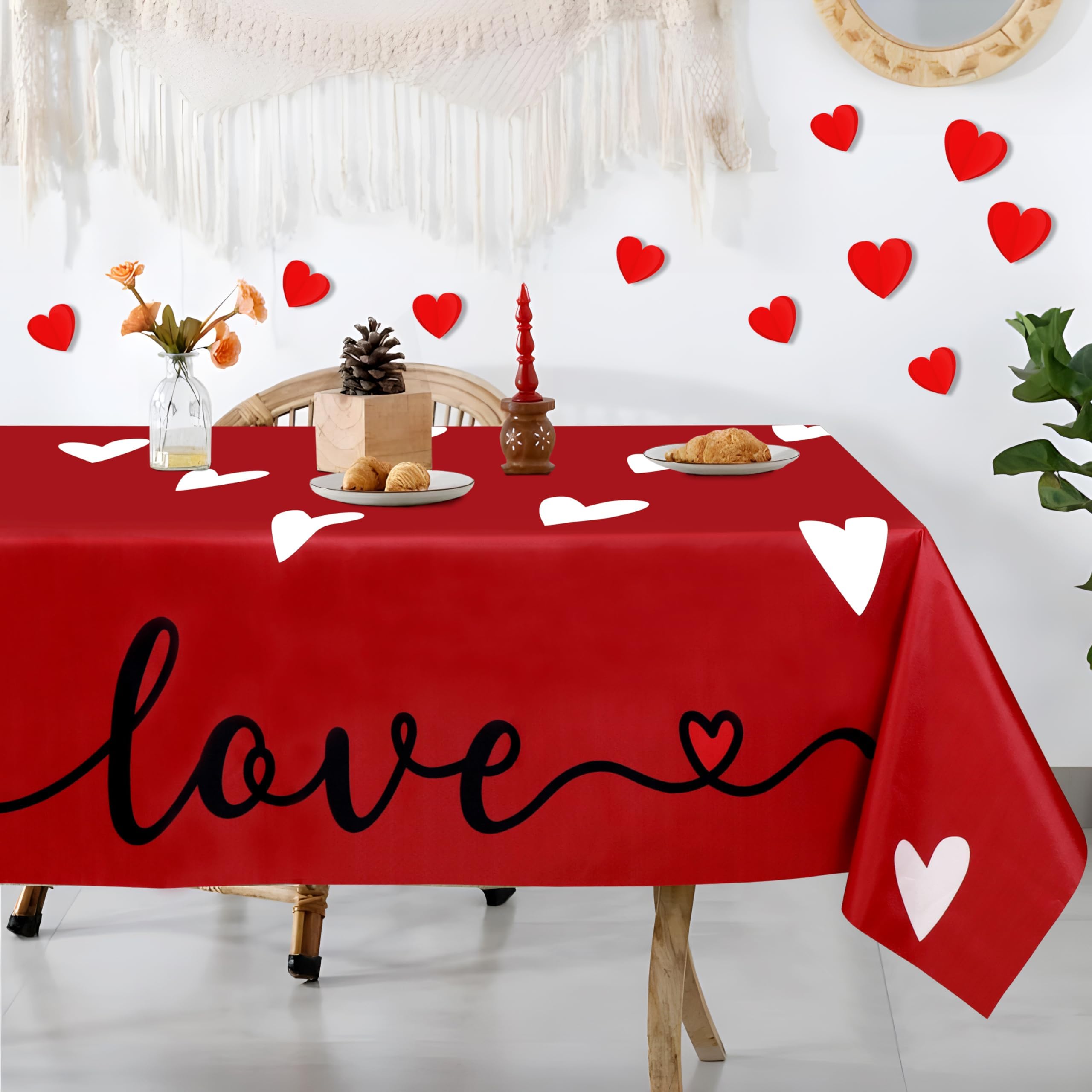 Amazon.com: Tieshankao Valentines Day Decor Tablecloth 60x84 Inch ...