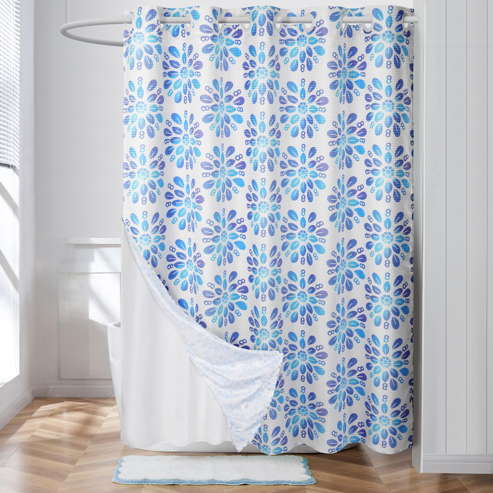 Snapklik.com : River Dream Boho Watercolor Floral Waffle Fabric Shower ...