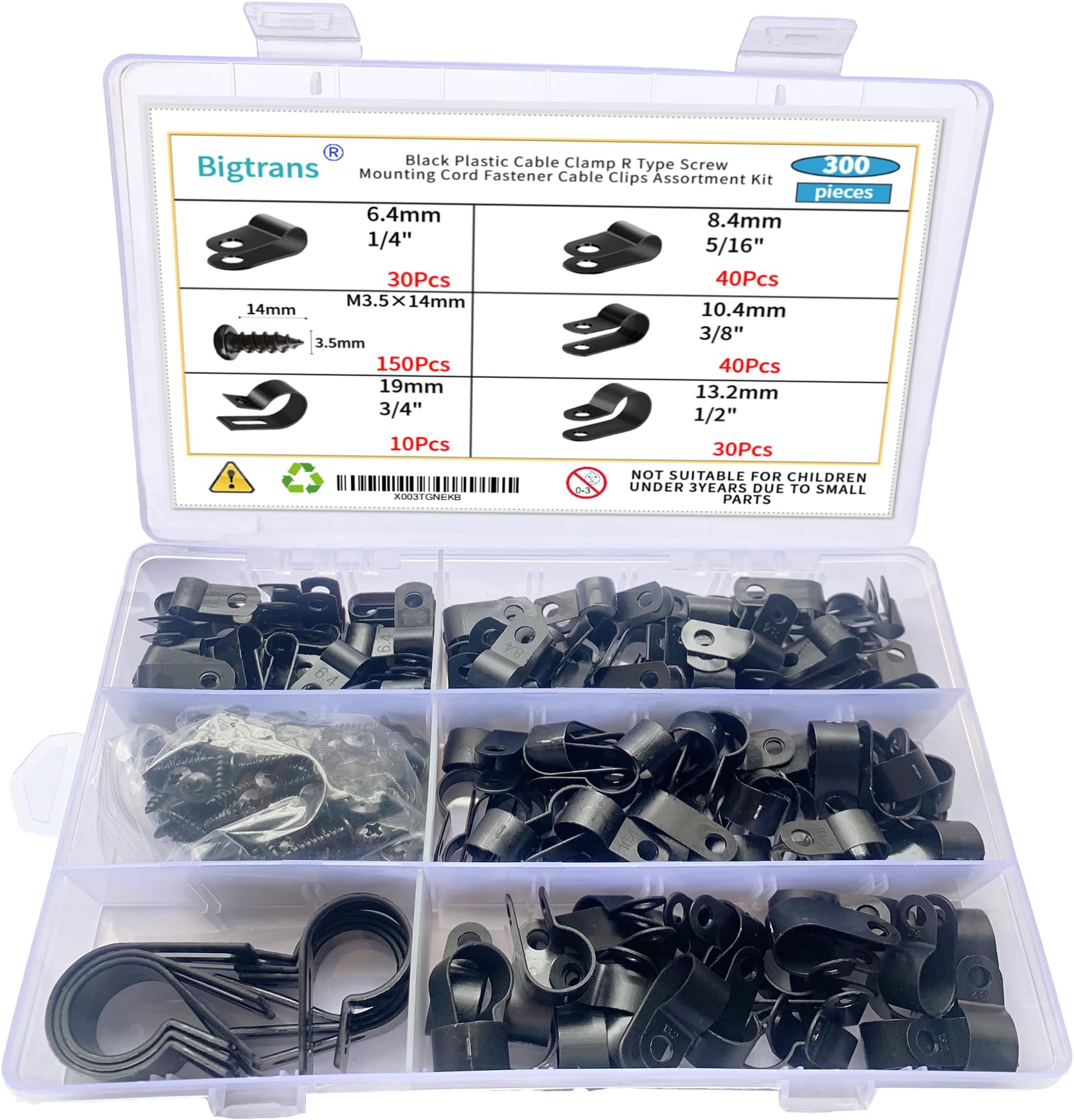 Amazon.com: Hicarer 50 Pack R-Type Cable Clip Wire Clamp, Nylon Screw ...