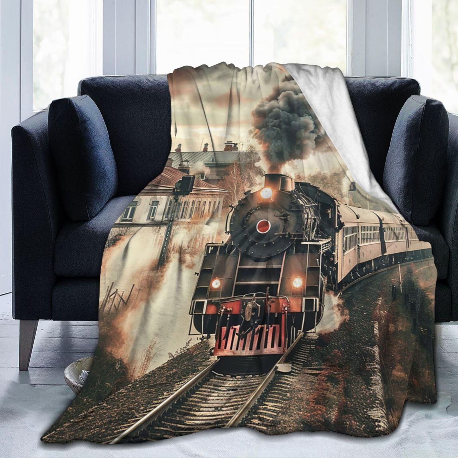Amazon.com: HSYOYO Train Travelling Throw Blanket Fluffy Fleece ...