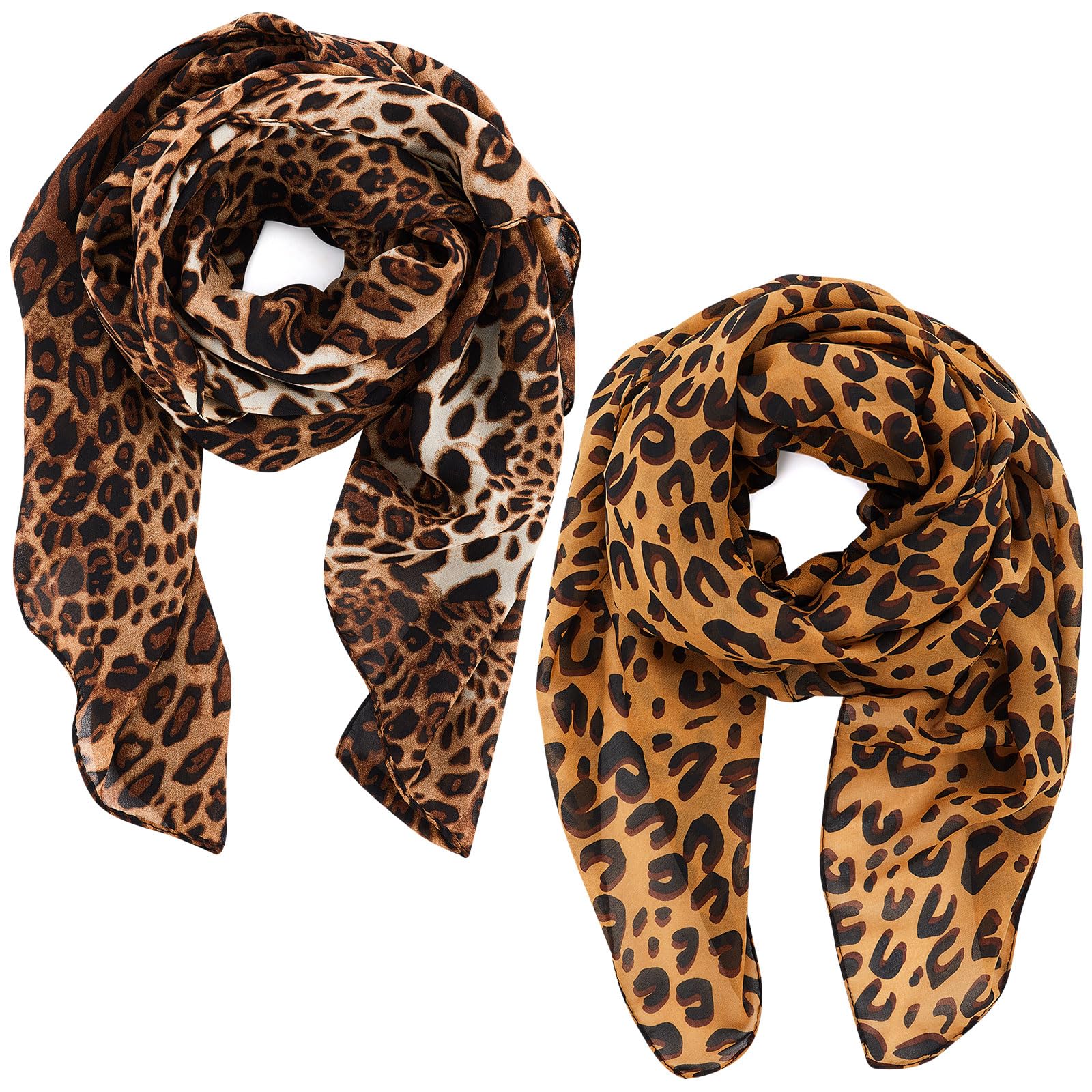 Coume 2 Pack Women's Leopard Print Shawl Scarf Lady Soft Lightweight U ...