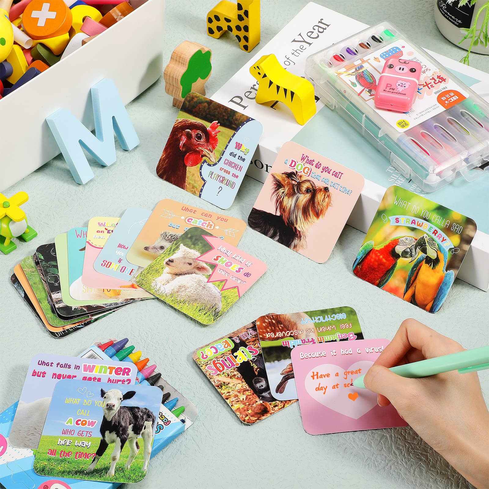 Snapklik.com : 80 Pcs Joke Cards For Lunchbox Animal Kids Cute Lunchbox ...