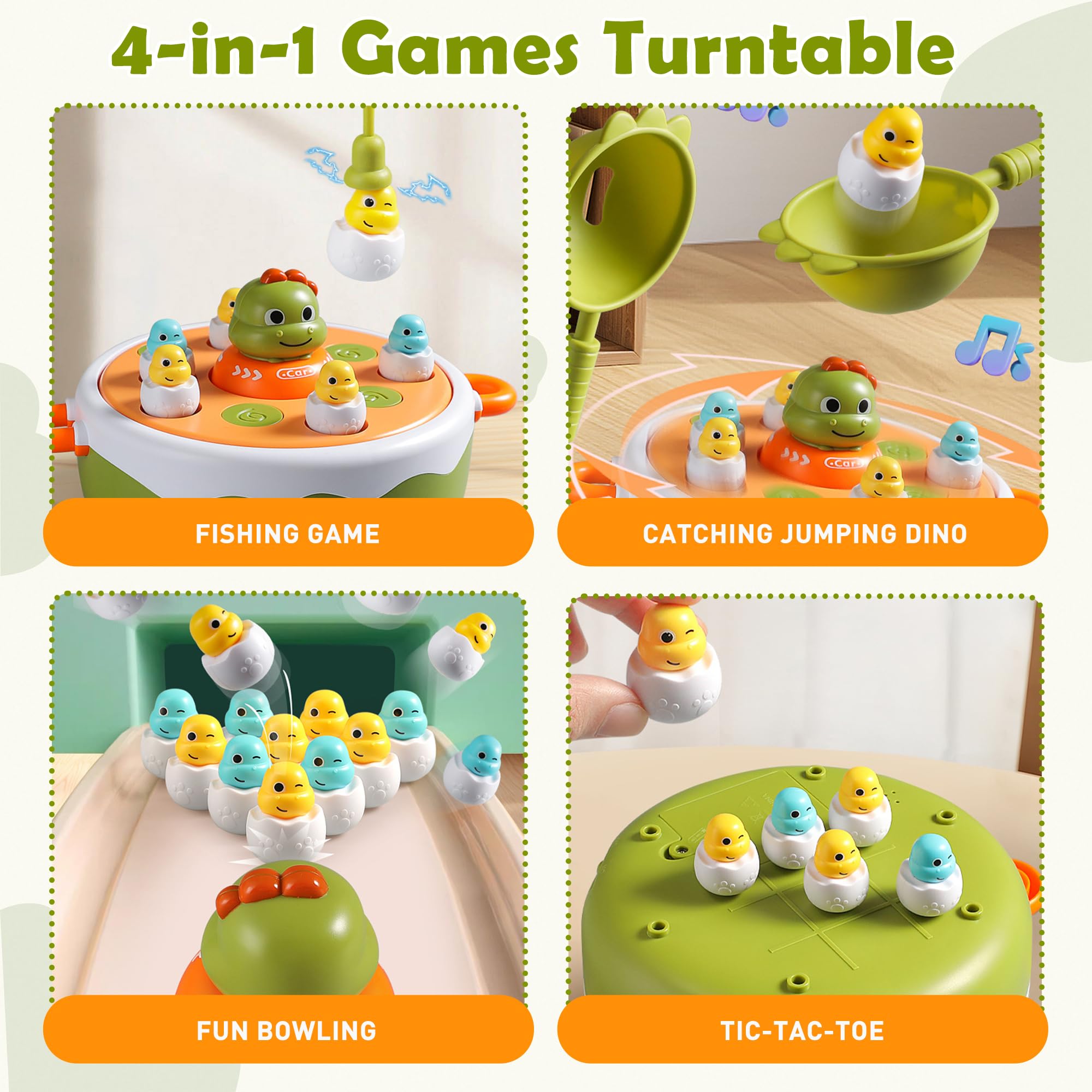 Dinosaur Operation Board Games 4 in 1 Magnetic Fishing Game for Kids ...