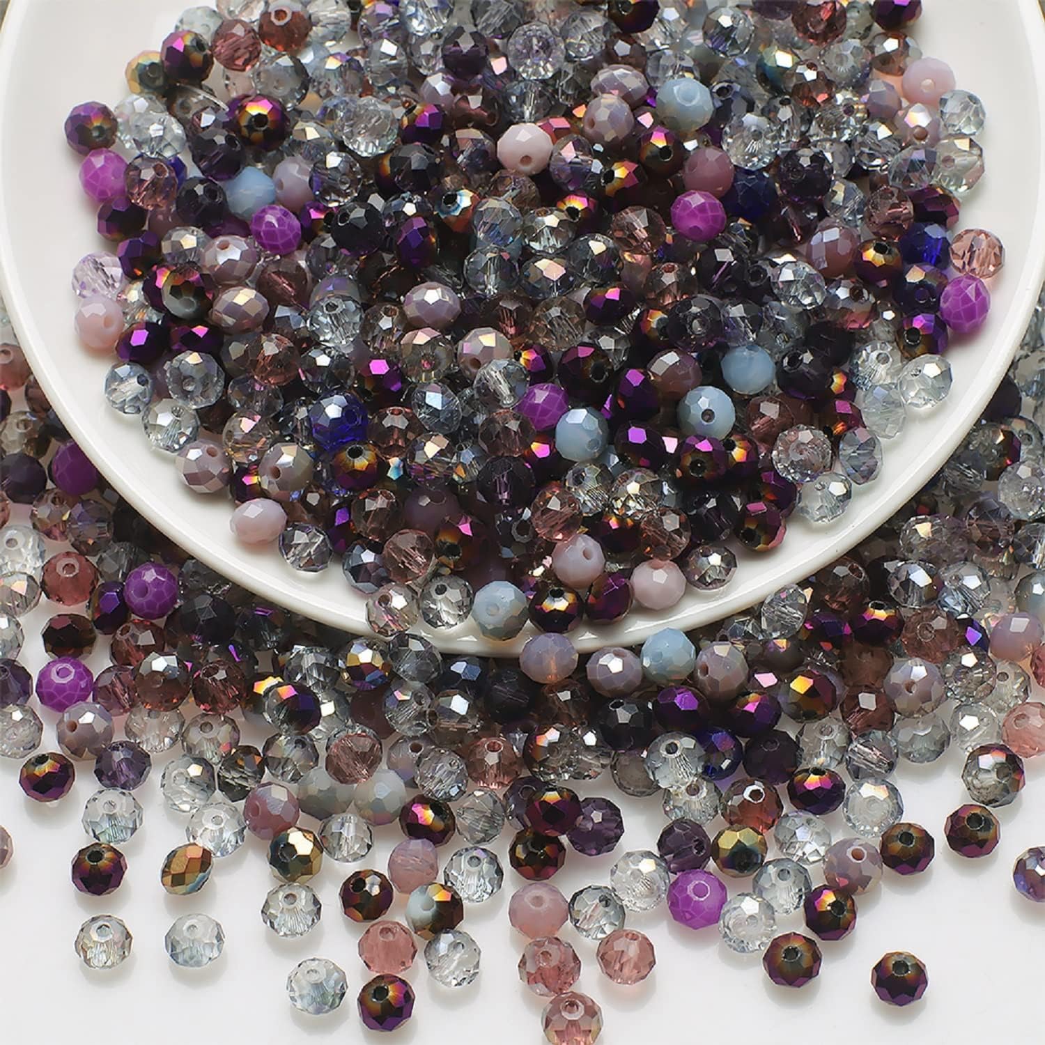 Amazon.com: jusbeaut 200PCS Purple Crystal Glass Beads for Jewelry ...