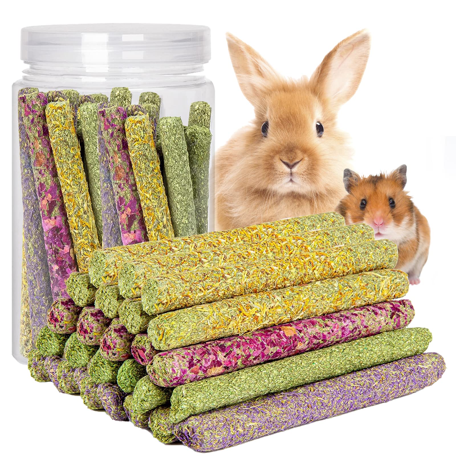 Flow fire 30 Pcs Timothy Hay Sticks for Rabbit Chew, Rabbit Treats ...