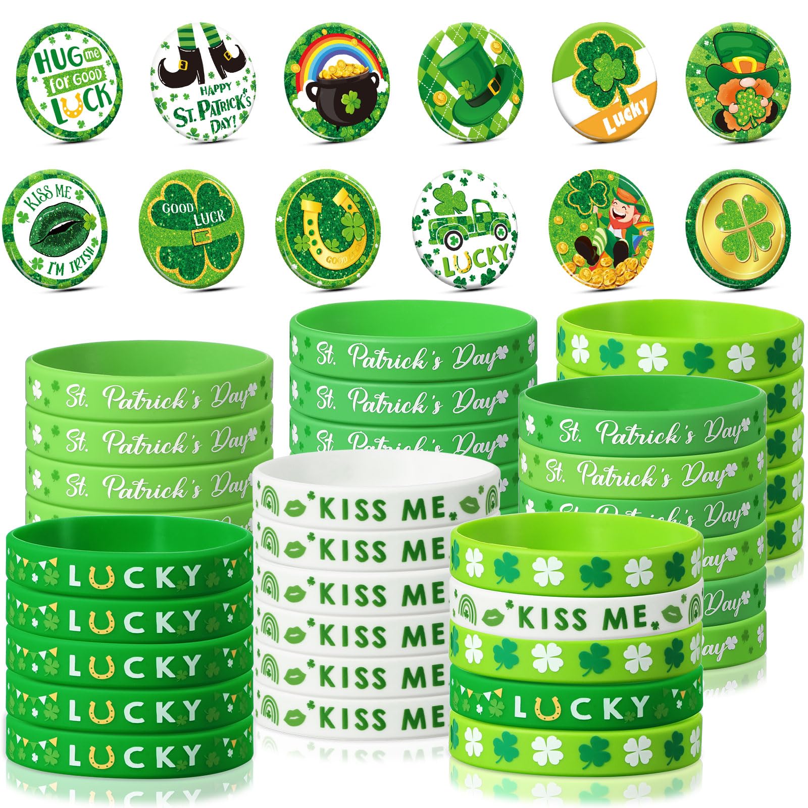 Amazon.com: 72 Pieces St. Patrick's Day Party Favors Including Green ...