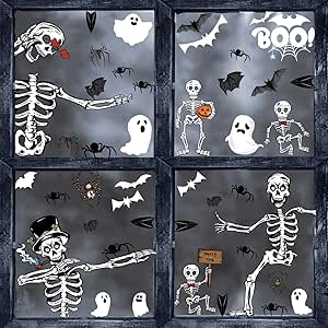 Amazon.com: 6 Sheets Halloween Window Clings, Halloween Window Stickers ...
