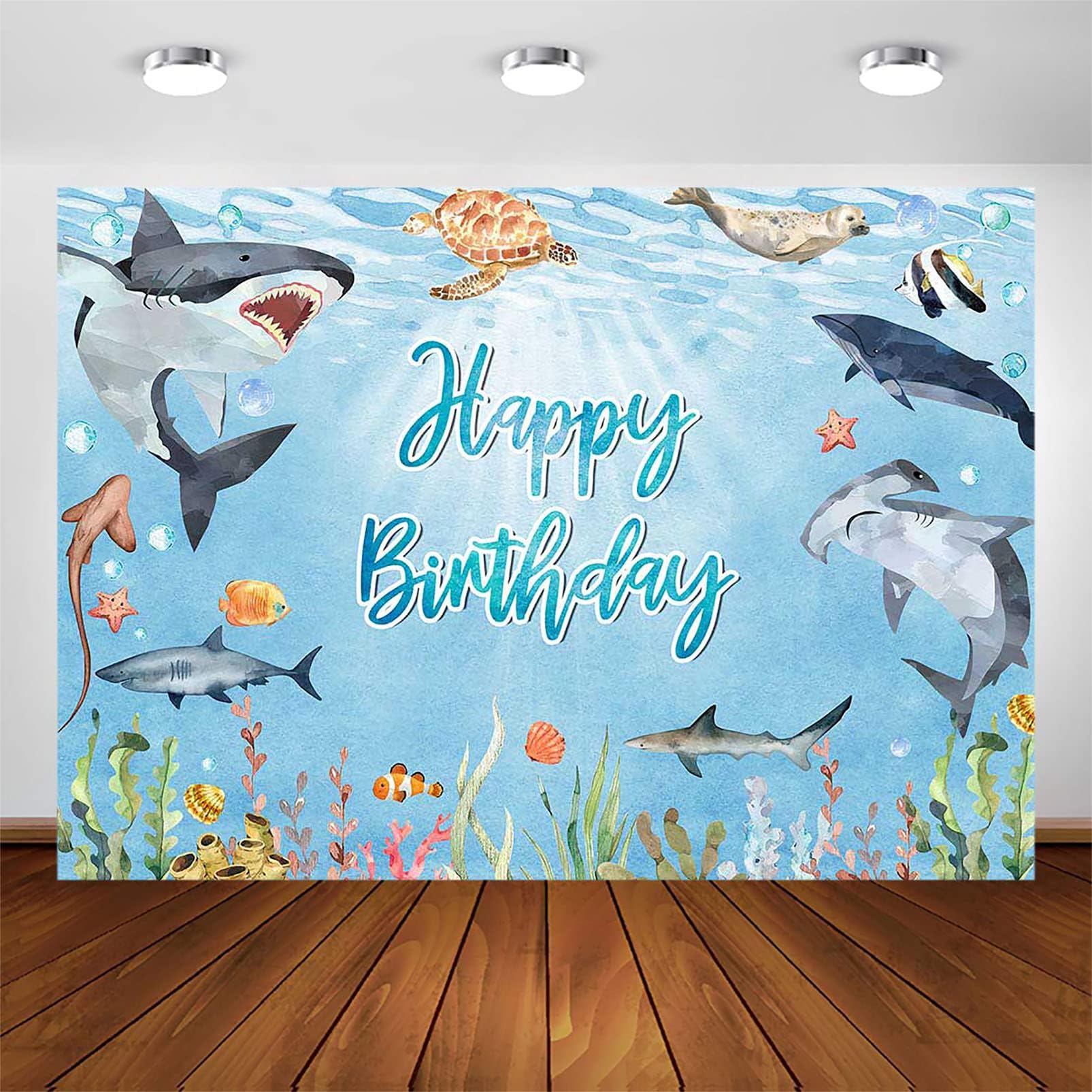 Amazon.com : Nemo Photo Backdrop Happy Birthday 7x5 Under The Sea Shark ...