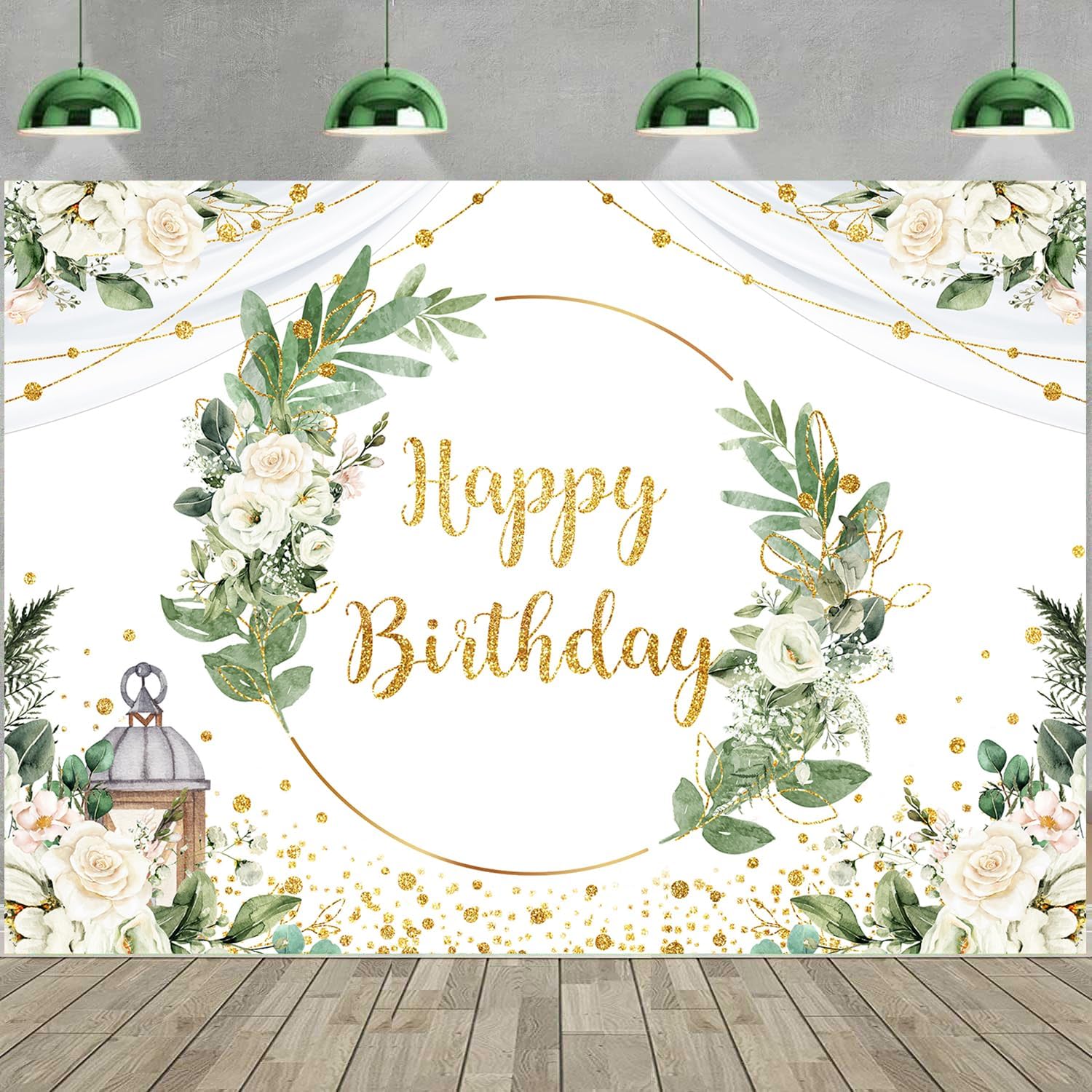 Amazon.com : Greenery Happy Birthday Backdrop for Women 8x6FT Green ...