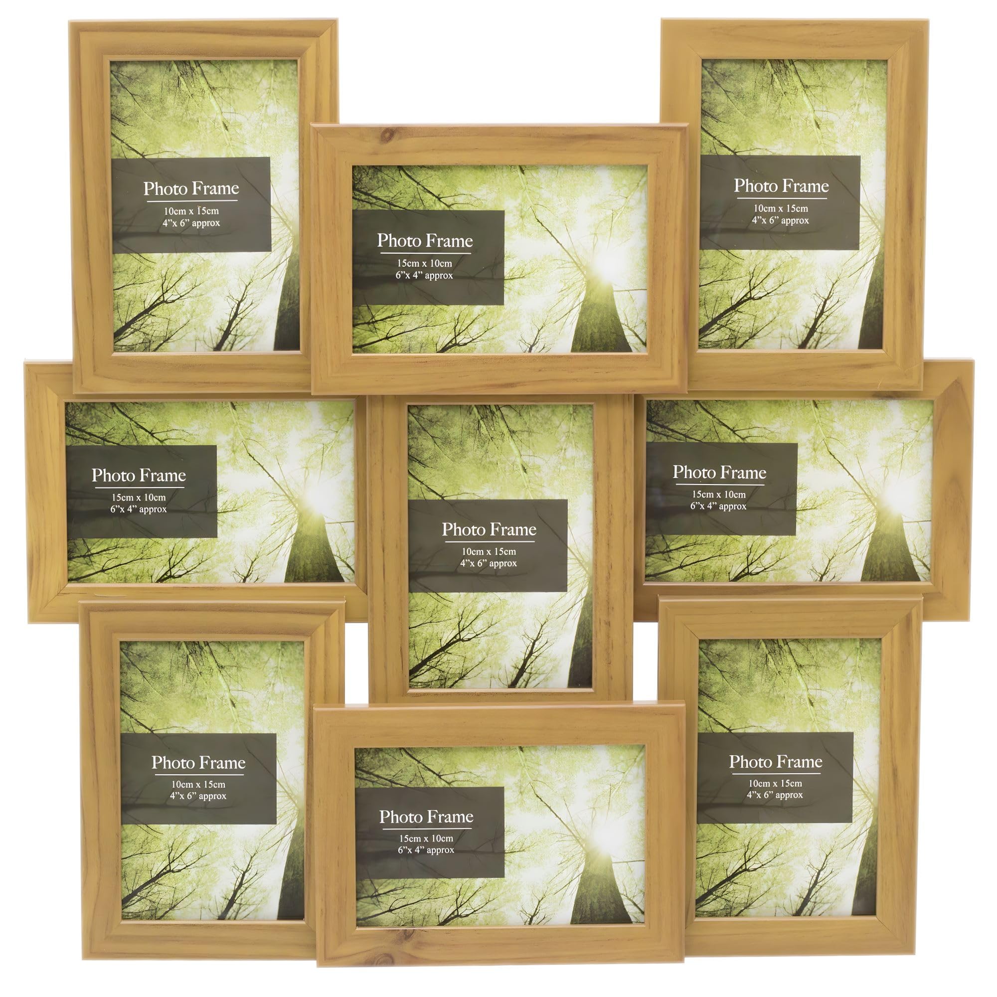 9 Multi Aperture Layered Photo Frame 6x4 Wall Mounted Wooden ...