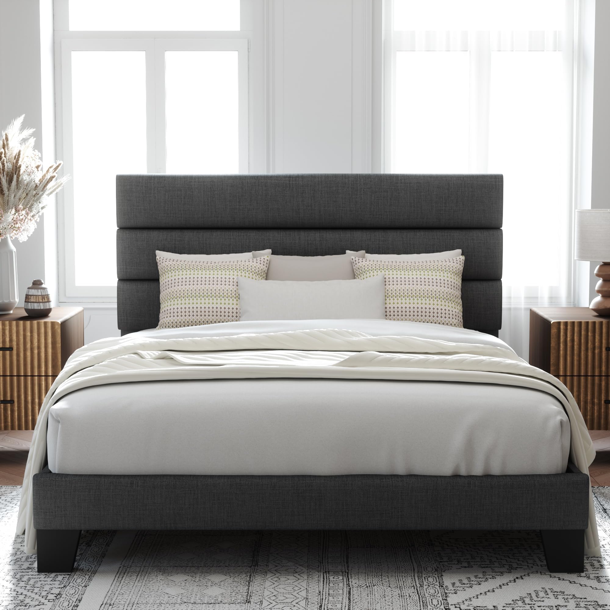 Amazon.com: Nectar Bed Frame & Headboard - Grey - Queen - 8 Inch Legs ...