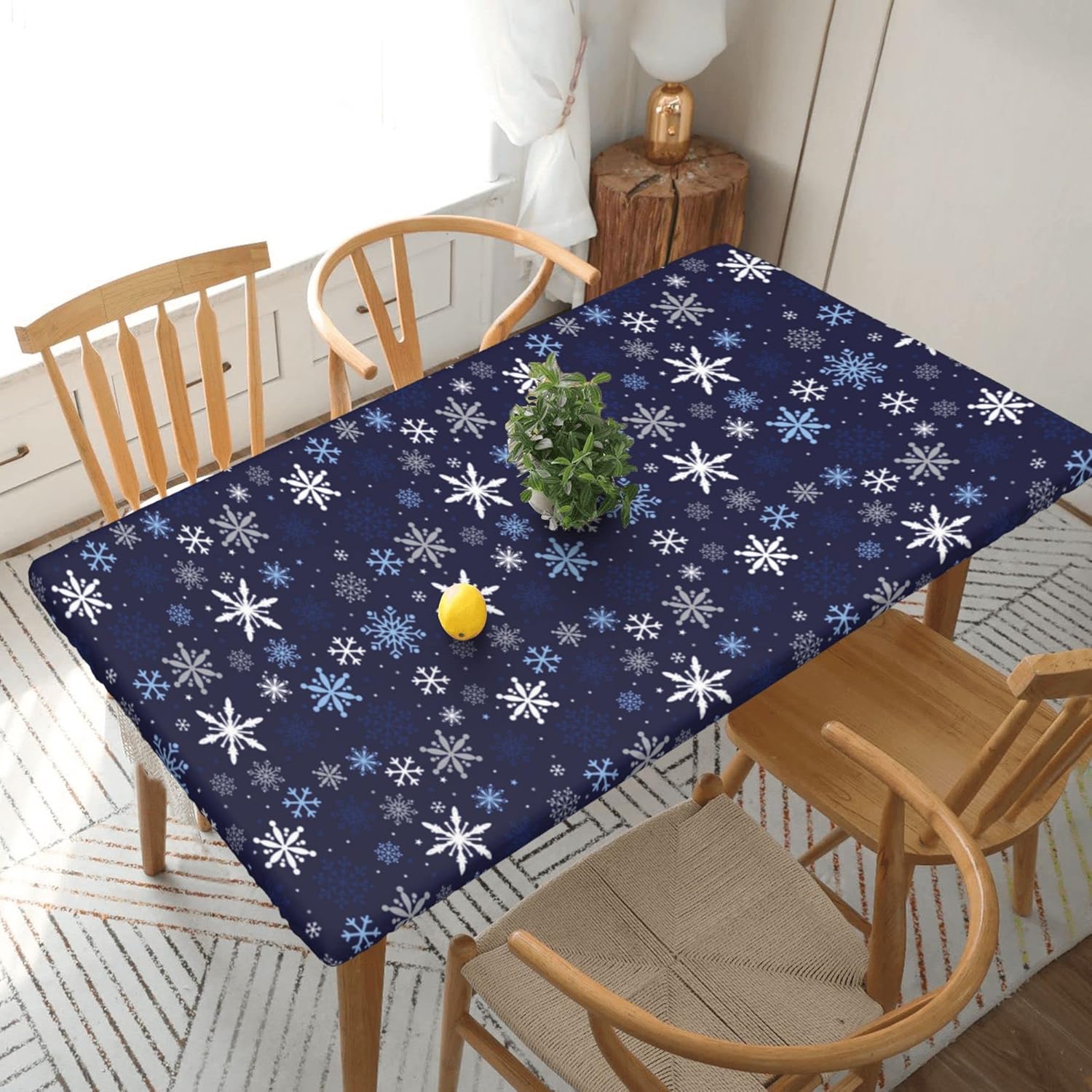 Amazon.com: QALFKAD Christmas Tablecloth Rectangle Fitted 5 Foot Tables ...