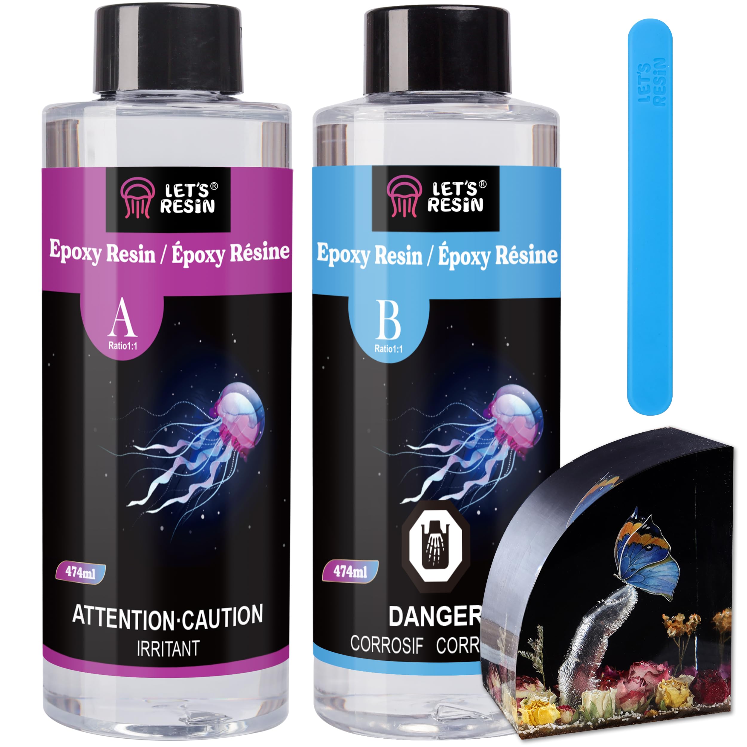 LET'S RESIN Crystal Clear Epoxy Resin, 32oz(948ml) Bubble Free Epoxy Resin, Table Top & Bar Top ...