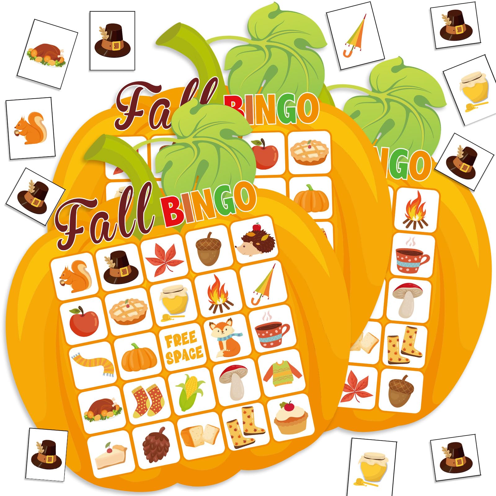 Snapklik.com : Fall Bingo Game Pumpkin Bingo Cards For 24 Players Fall ...
