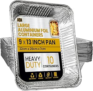 Superior Large Foil Aluminium Trays Pack of 10 – Heavy-Duty Deep Tin ...