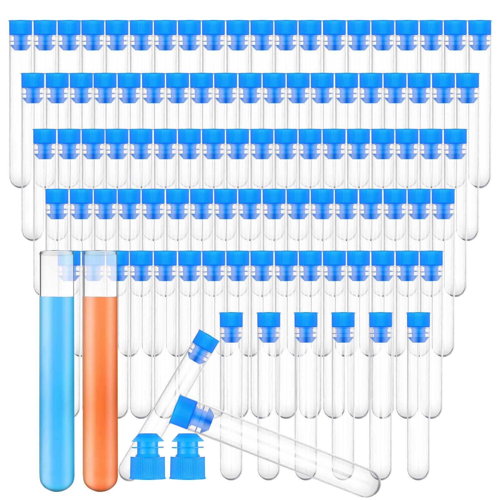 Buy Hoteam 100 Pcs 15 ml Plastic Test Tubes with Lids 16 x 100 mm Clear ...