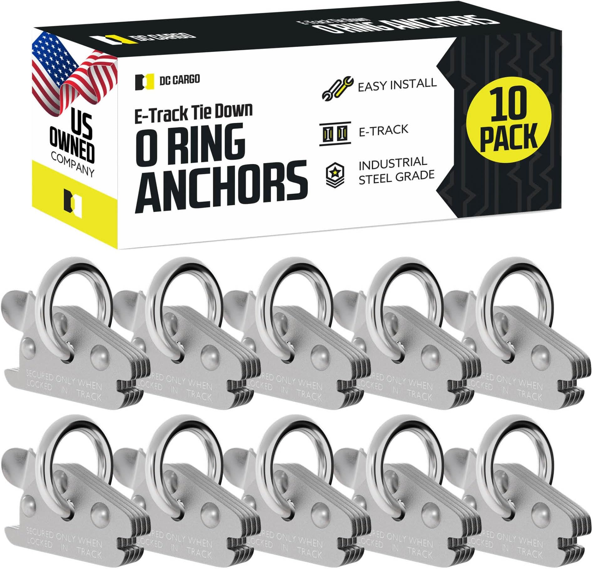 10-Pack Extra Heavy-Duty Steel E-Track O-Ring Tie-Down Anchors w/E ...