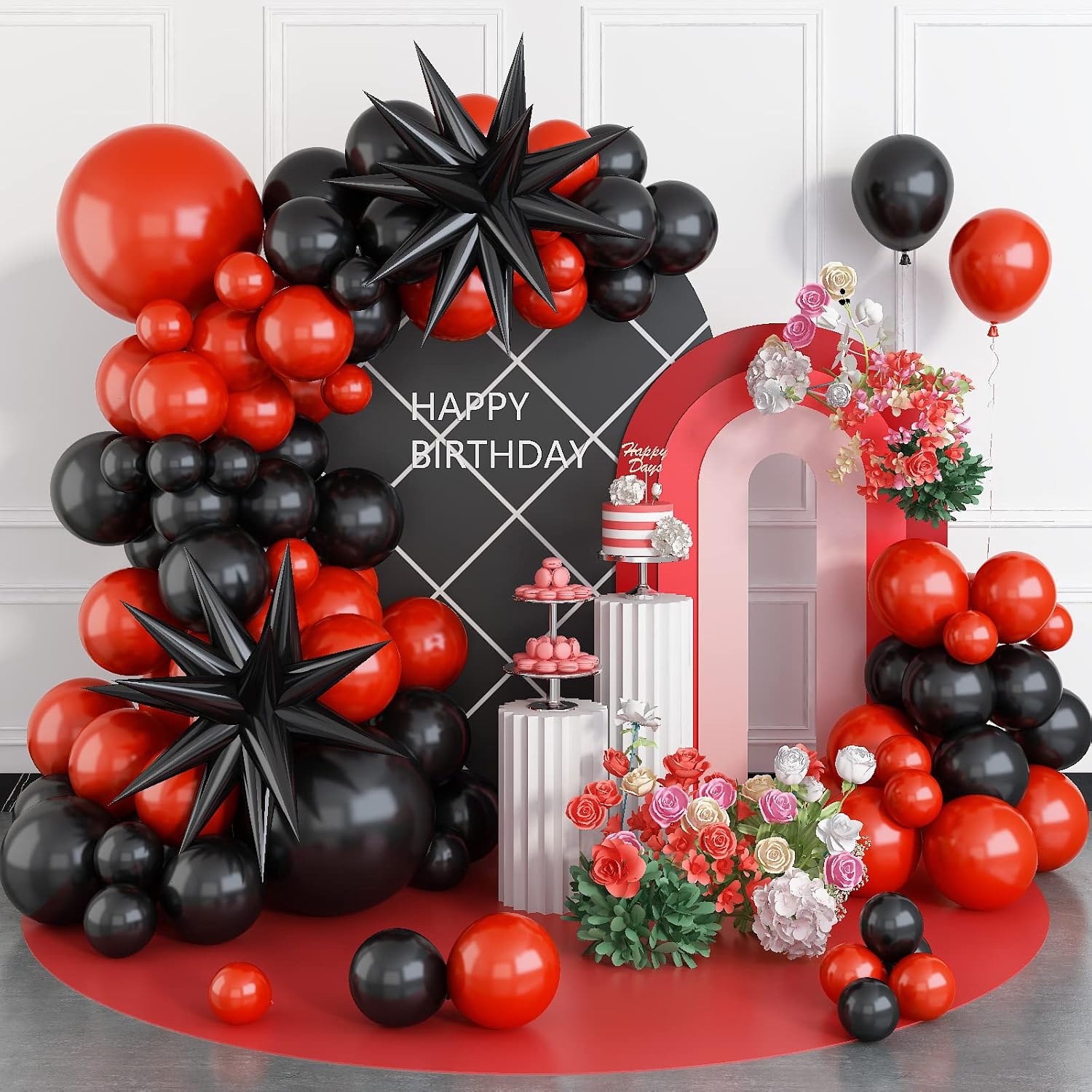 Amazon.com: Red and Black Balloon Arch Kit, Latex Birthday Balloons 5 ...