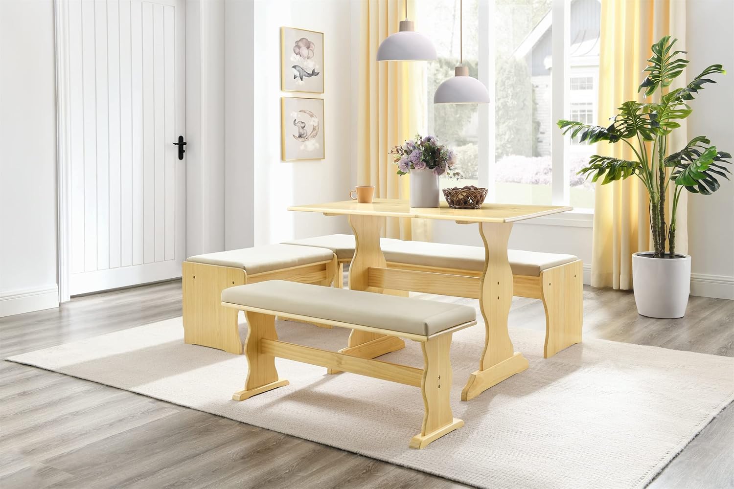 Amazon.com - MUSEHOMEINC Modern Design 3 Pieces Solid Wood Breakfast ...