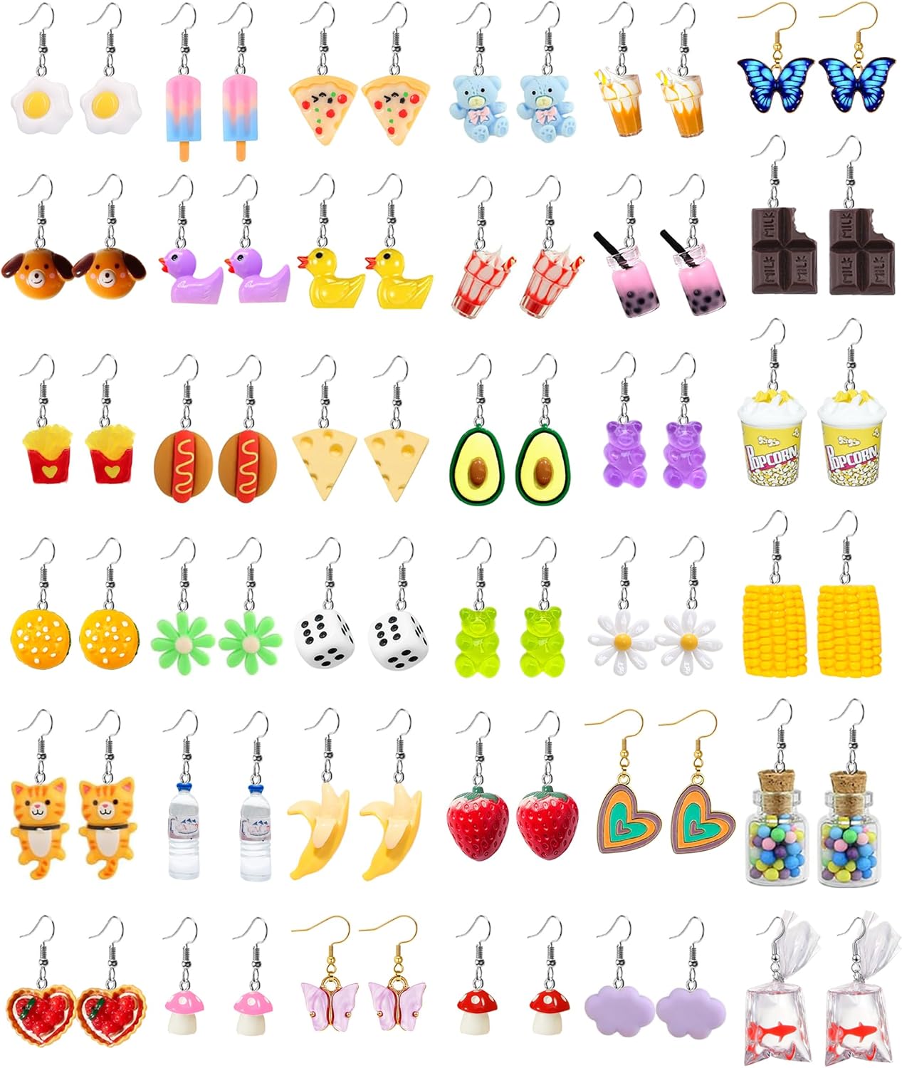 Amazon.com: EIELO 36 Pairs Weird Cute Earrings Fun Cool Mushroom Bear ...