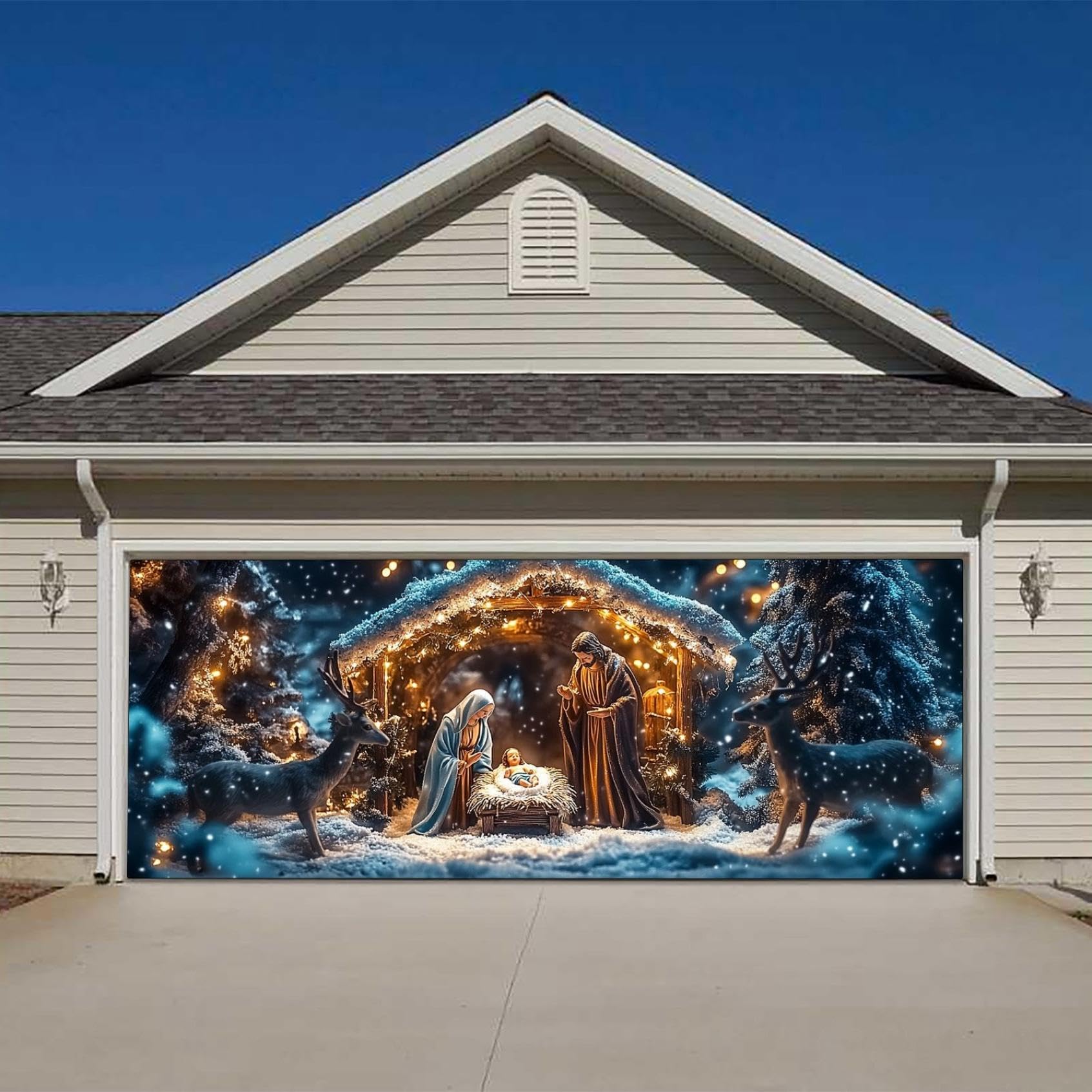 Amazon.com: 7 x 16 FT Nativity Scene Garage Door Banner, Christmas ...