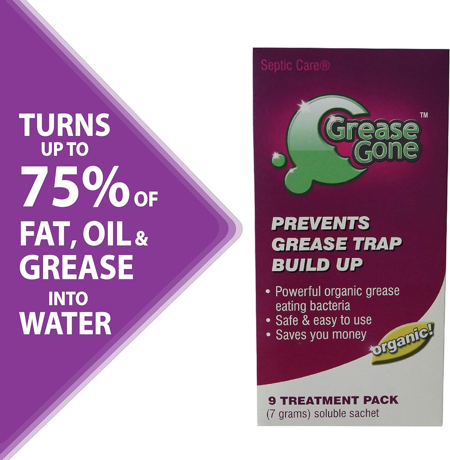 Buy Grease Gone Grease Trap Cleaner Treatment 9 Pack, Turns Fat, Oil ...