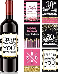 Amazon.com: VIDELLY 12 Pieces 30th Birthday Wine Bottle Labels Personalized Custom Wine Labels ...