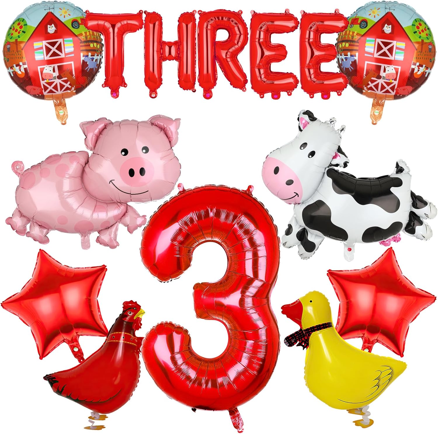 Amazon.com: 9 Pcs Farm Animal Balloons, Animal Cow Sheep Duck Rooster ...