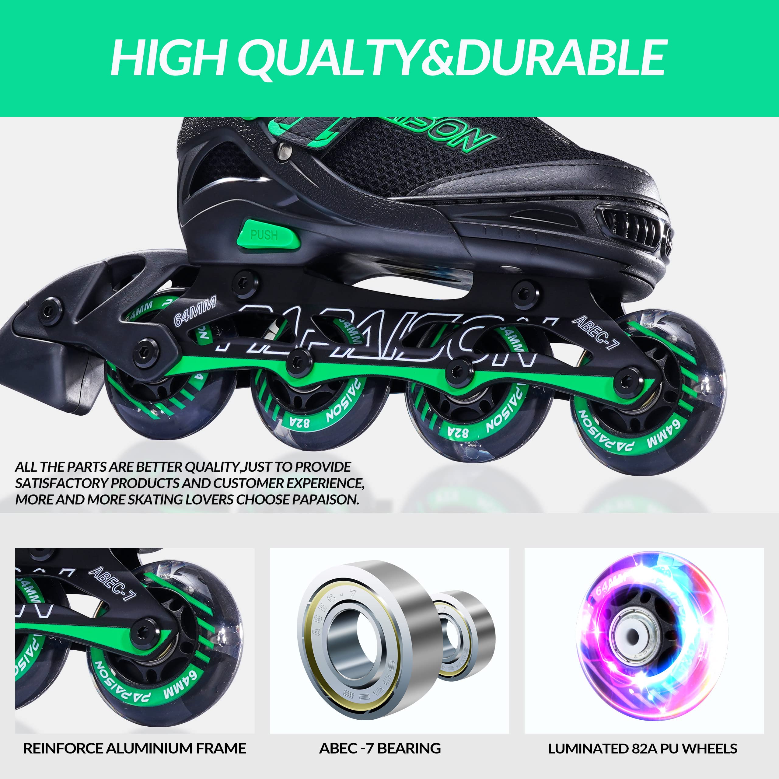 Snapklik.com : PAPAISON Adjustable Inline Skates For Kids And Adults