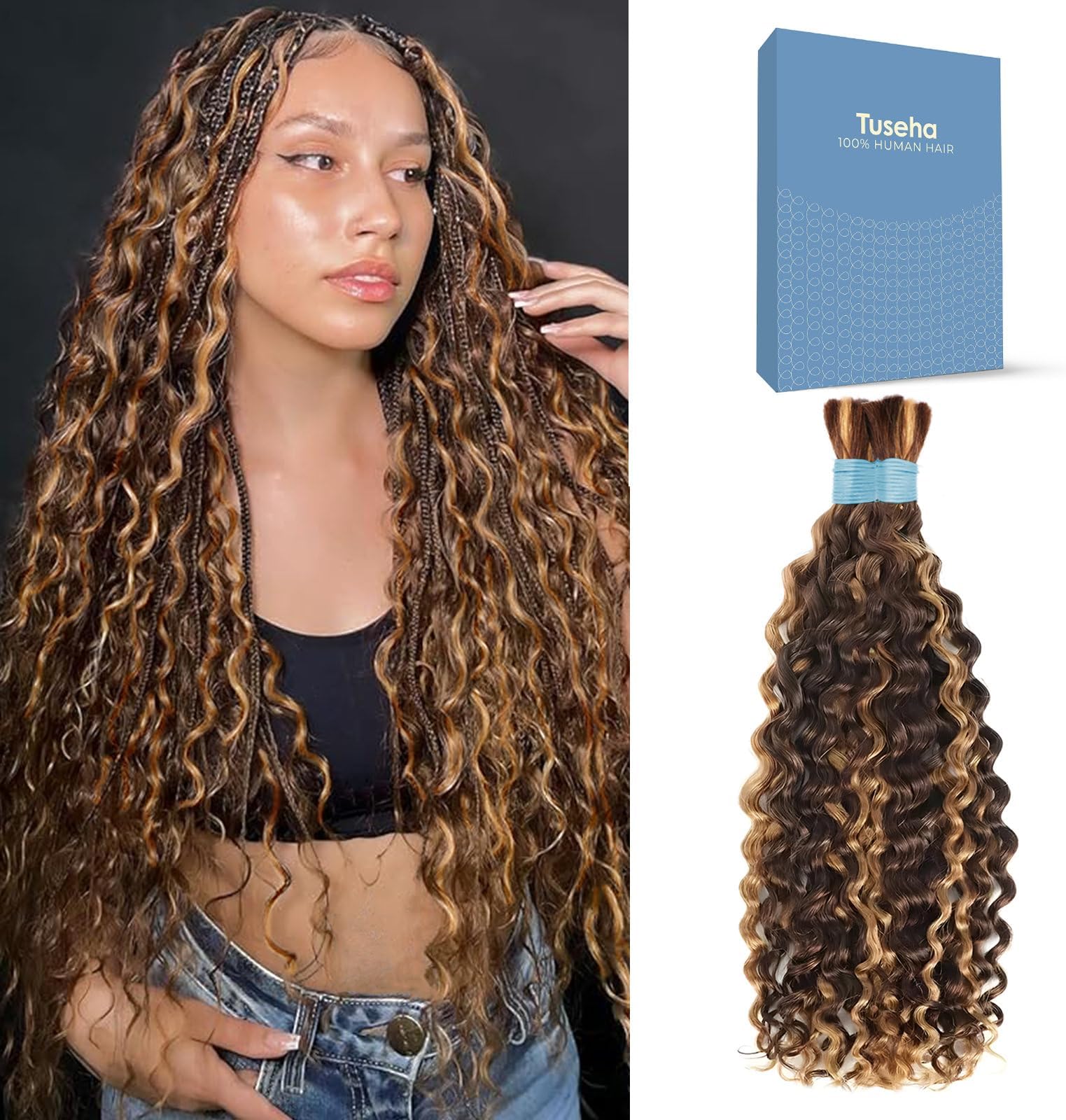 Amazon.com : Human Braiding Hair for Boho Braids 16 Inch 2 Bundles 100g ...